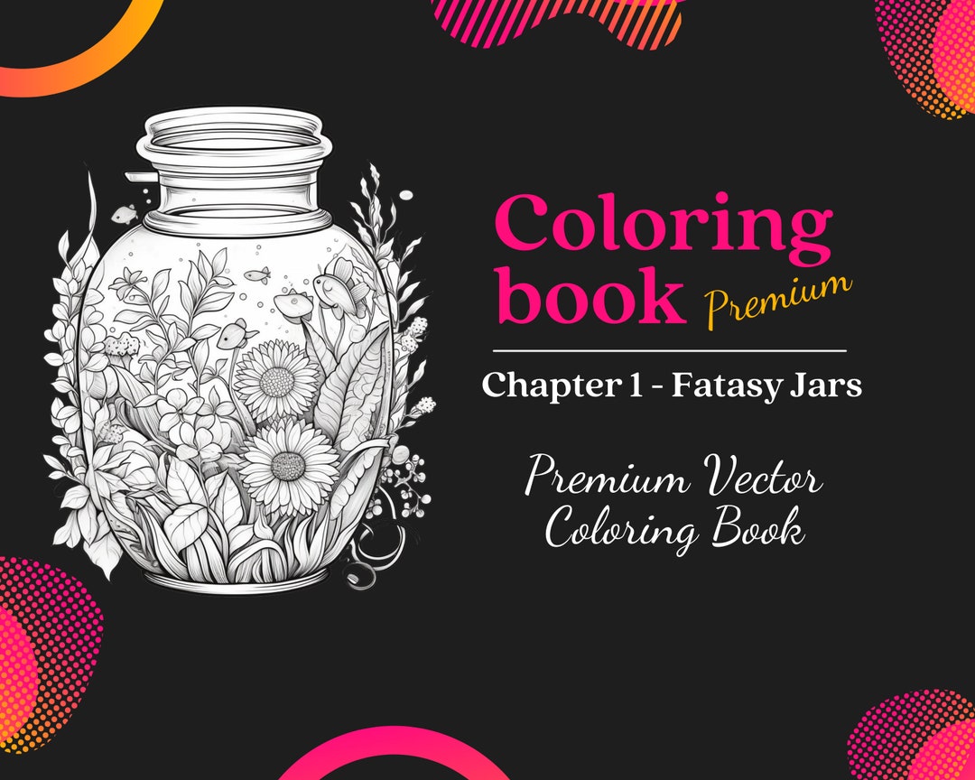 Jar Coloring Book 35 Pages Instant SVG Download Premium Adults Kids Jar ...