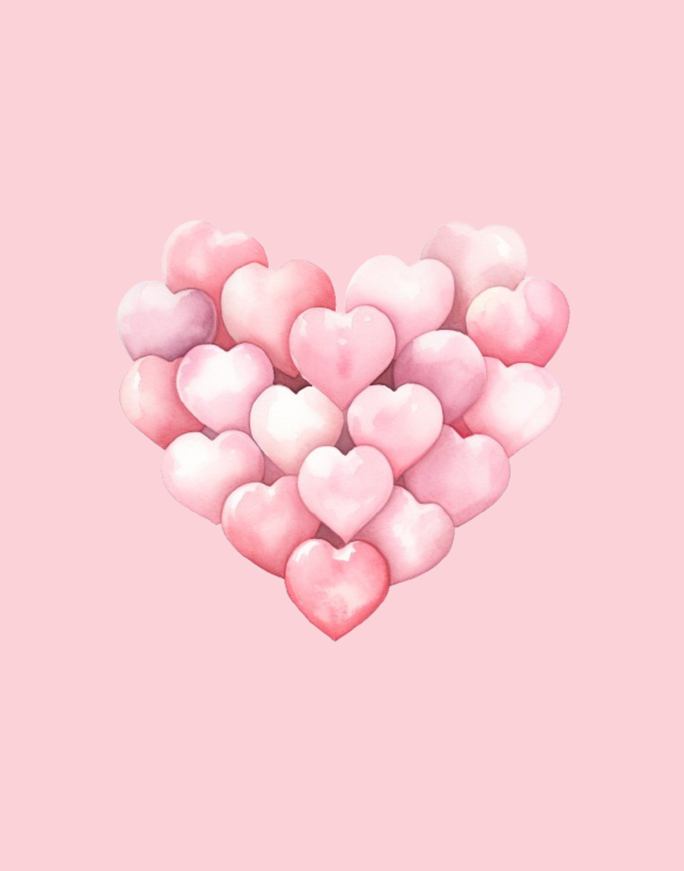 Pink Hearts Printable Heart Poster, Bedroom Wall Art, Room Decor ...
