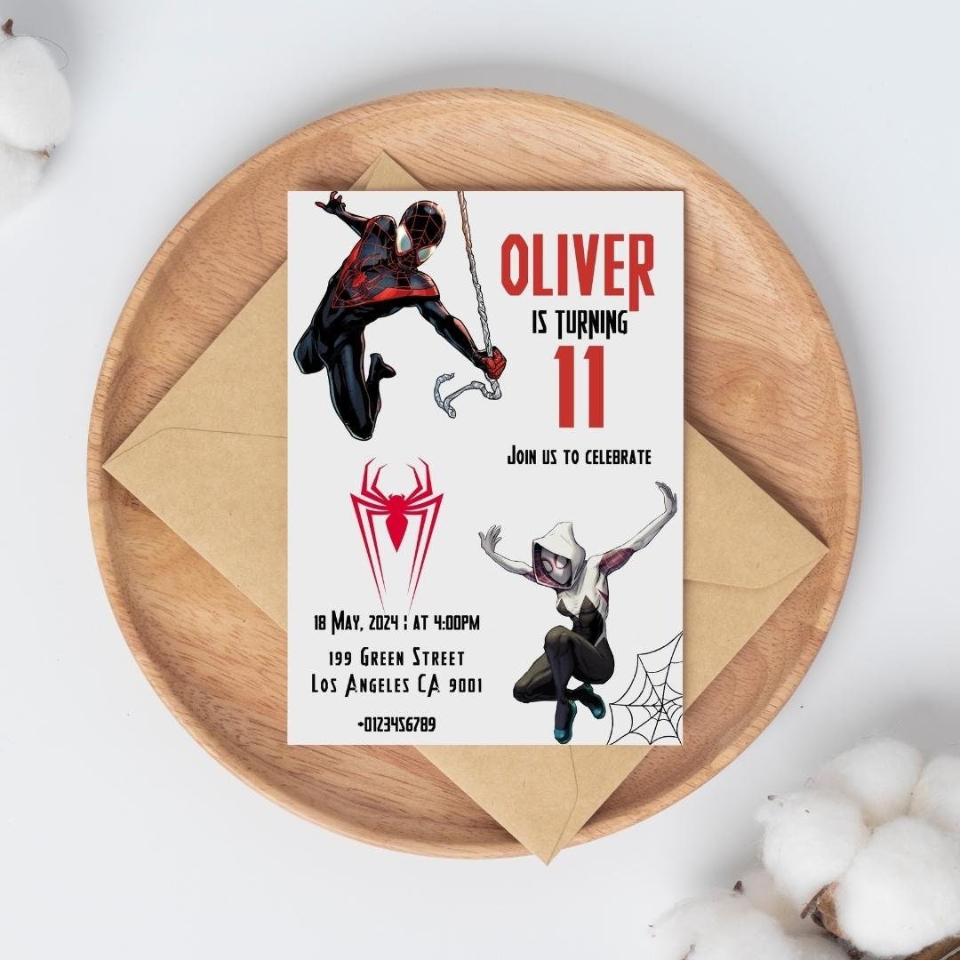 Spiderman Birthday Invitation, Miles Morales Invitation, Editable ...