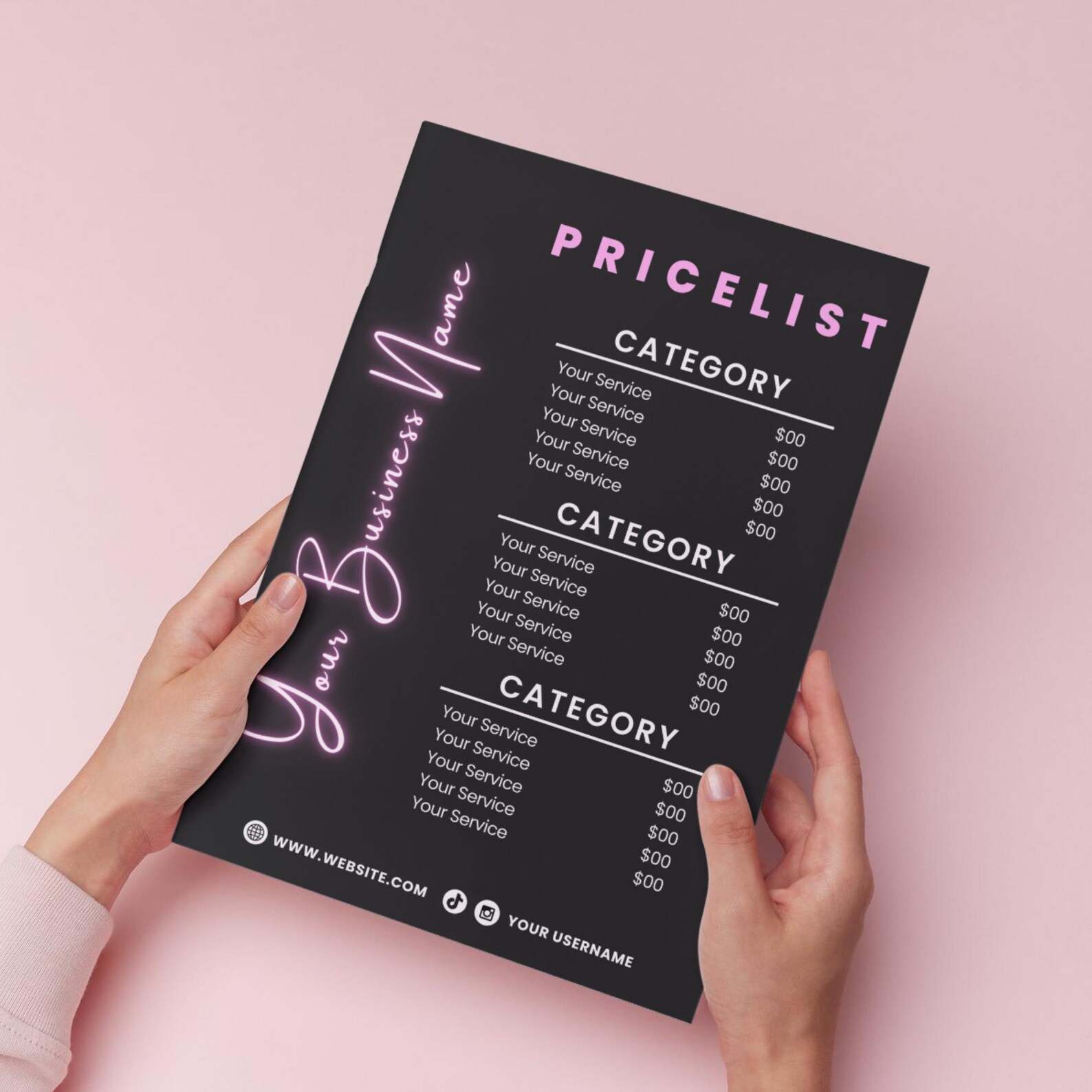 Pricing Menu Design Template, Pricing Guide, Small Business Form ...