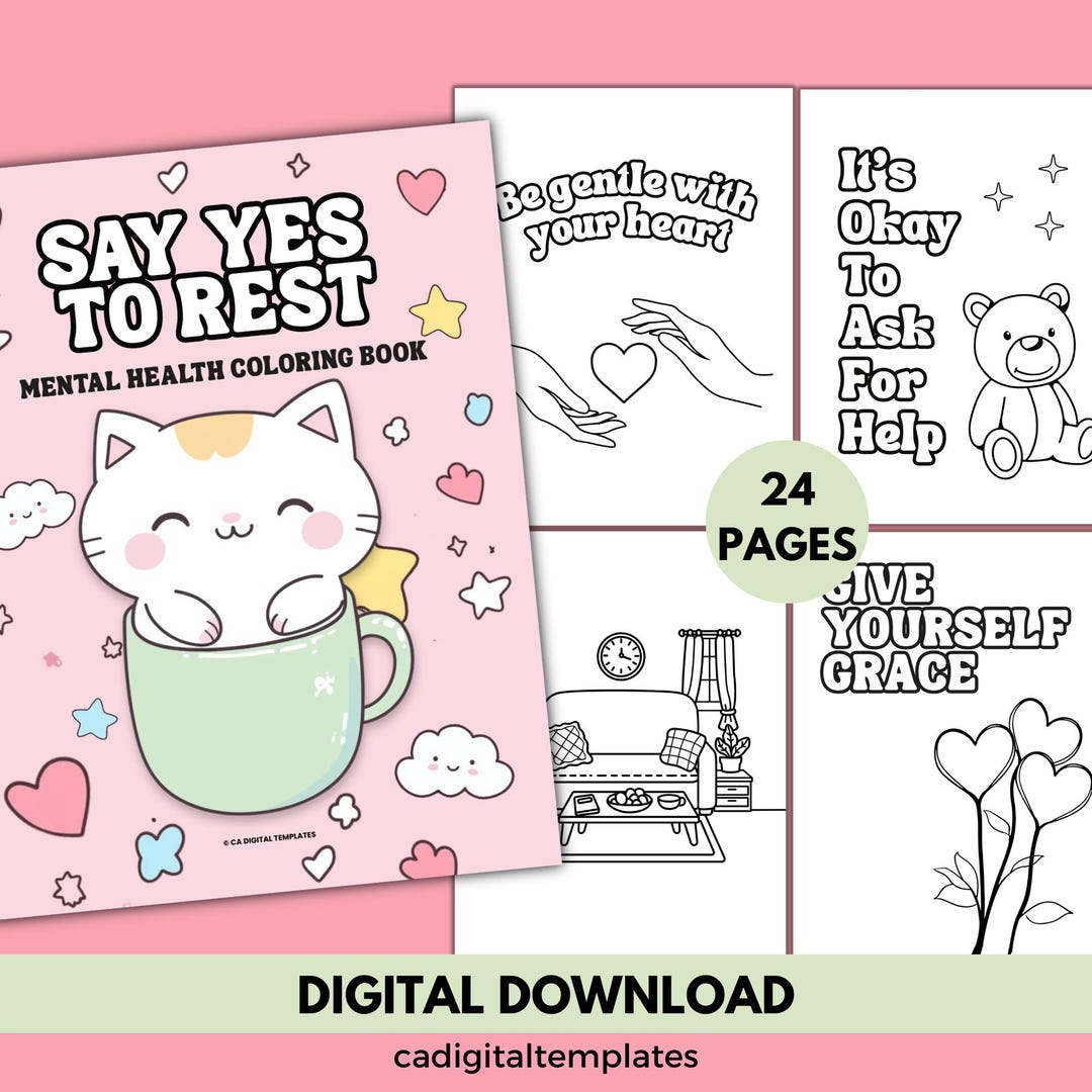 Mental Health Coloring Book for Adults, Simple and Easy Printable ...