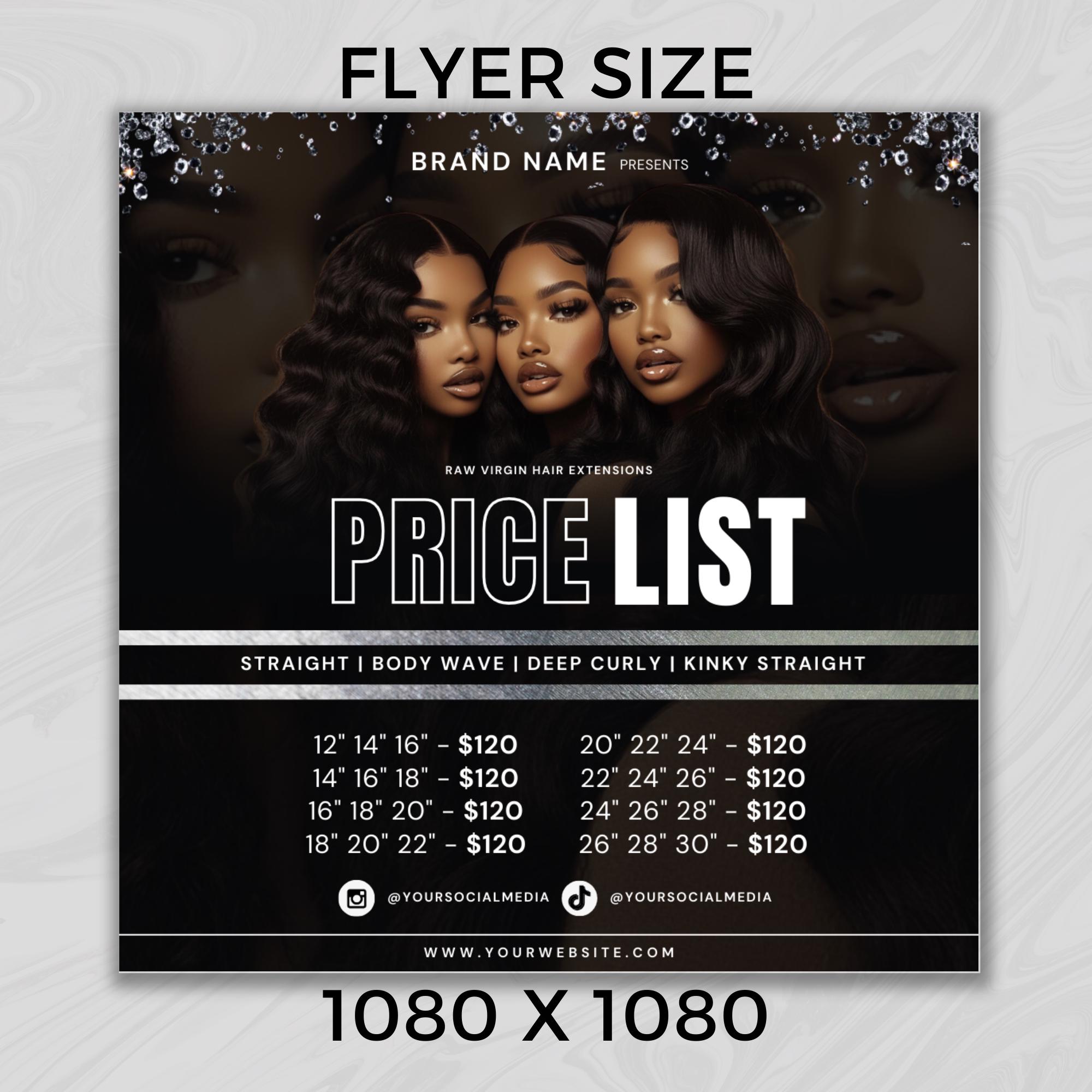Bundle Deals, Hair Flyer Price List, Hair Extension Sale Flyer, New ...