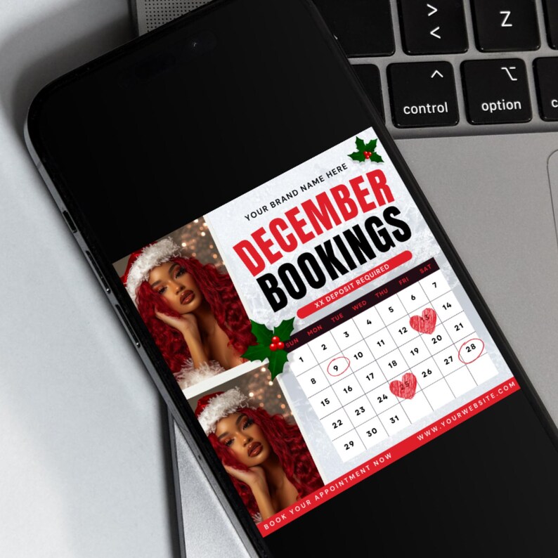 December Bookings Flyer, December Books Open, Winter Booking Flyer ...