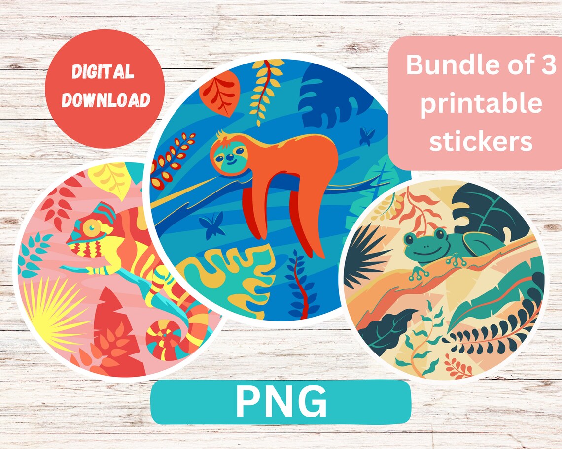 Cute Sloth Printable Sticker, Hi-res PNG, Instant Download, Sloth ...