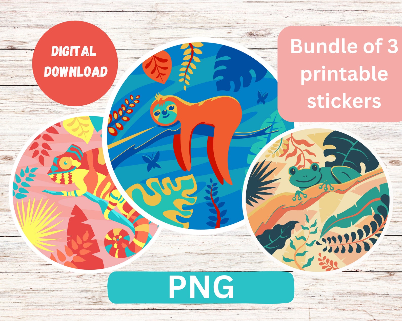 Cute Sloth Printable Sticker, Hi-res PNG, Instant Download, Sloth ...