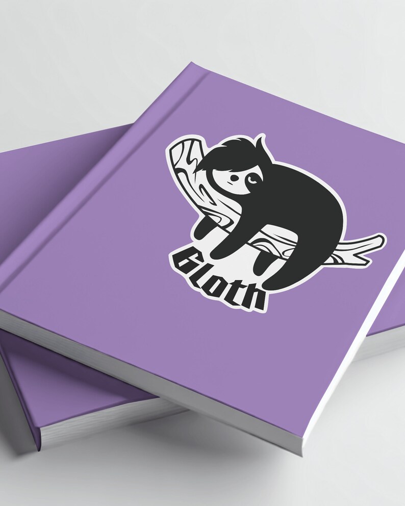 Cute Gothic Sloth Printable Sticker, Hi-res PNG, Instant Download ...