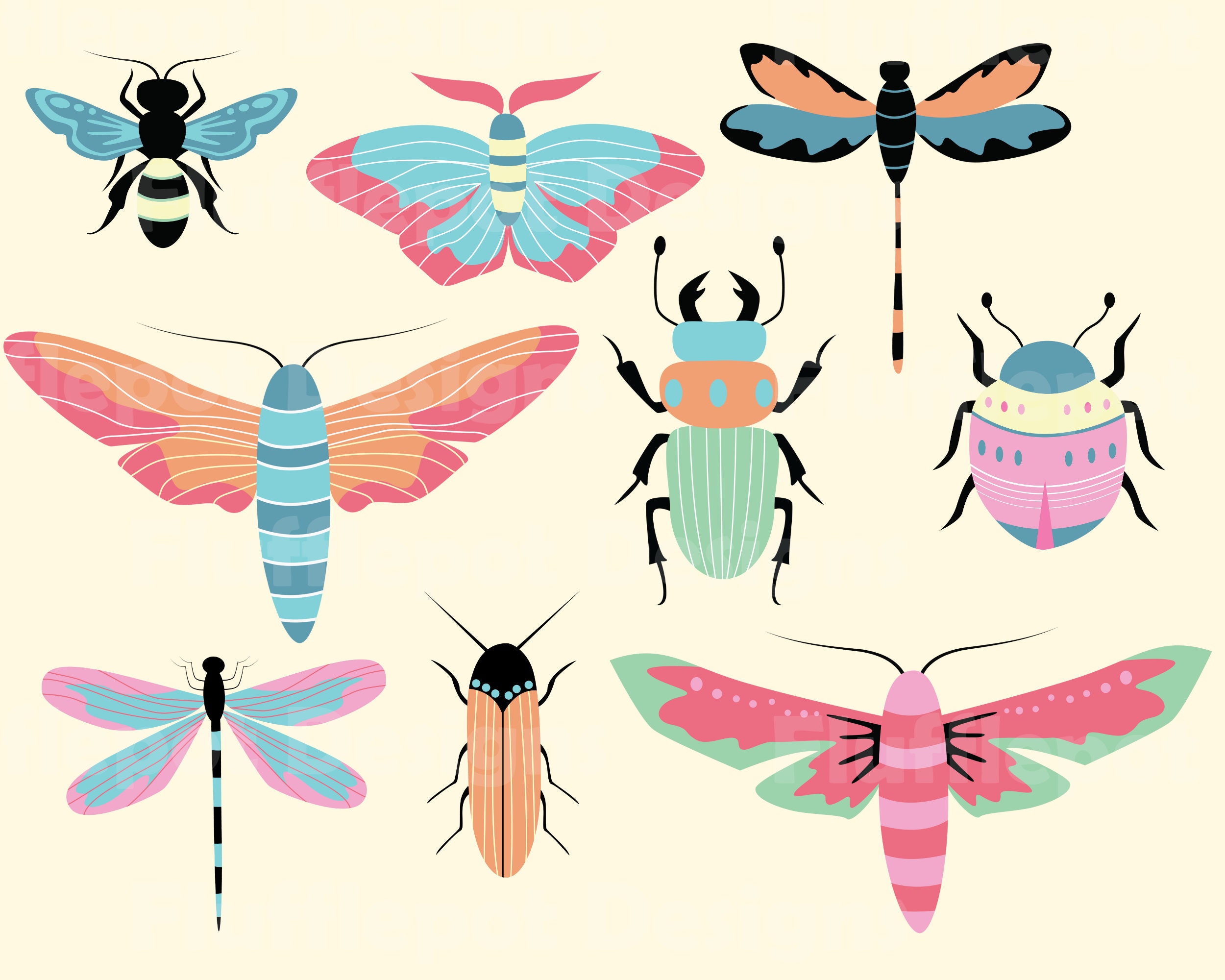 Pretty Bug Clipart, Pngs, Cute Bug Clipart, Insects Clipart, Moth, Bee ...