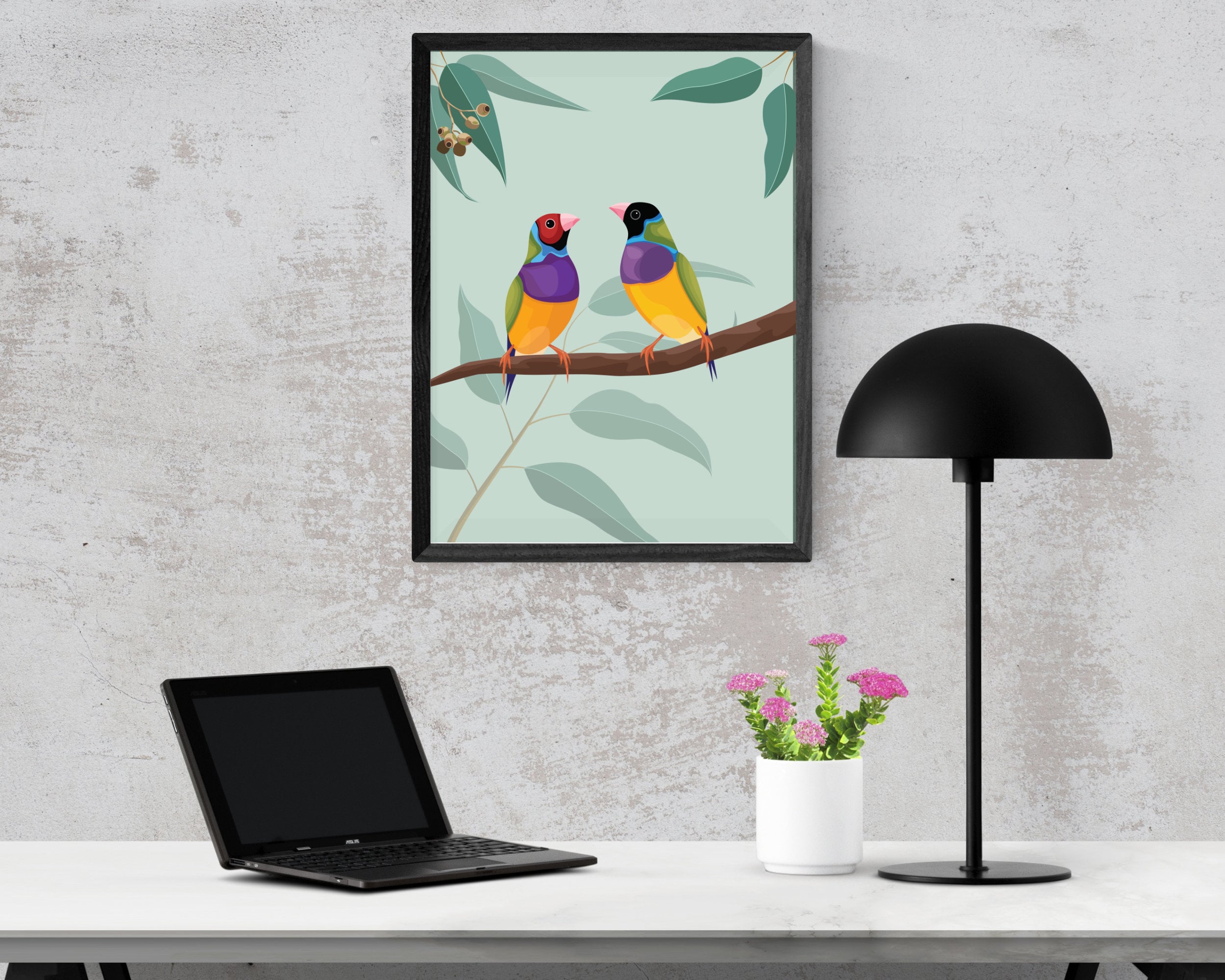 Gouldian Finch Digital Print, Rainbow Finch, Finch Art, Vector, Finch ...