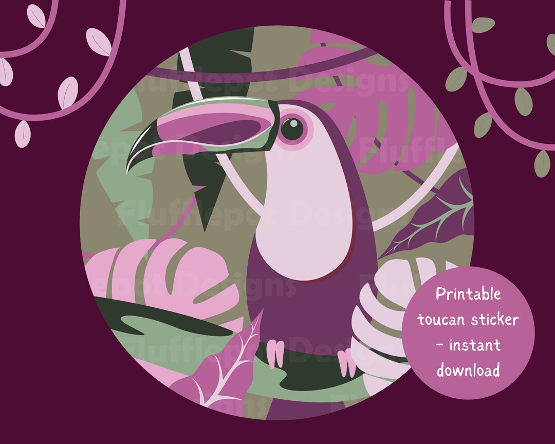 Toucan Sticker: Tropical Bird PNG, Print & Cut (digital Download) - Etsy