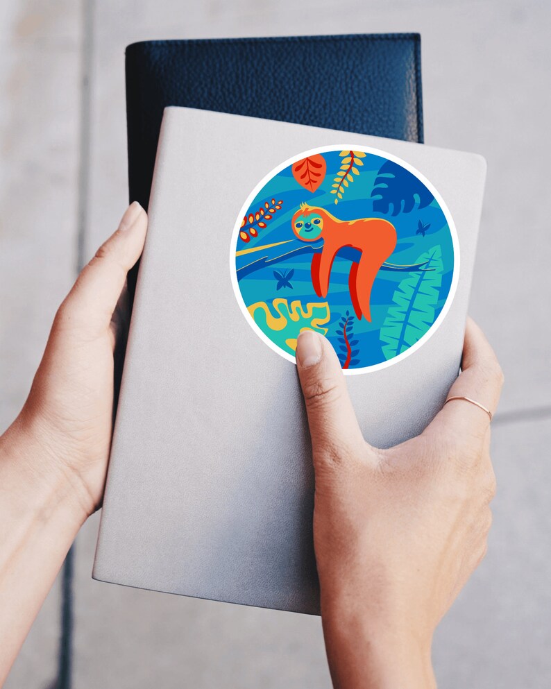 Cute Sloth Printable Sticker, Hi-res PNG, Instant Download, Sloth ...