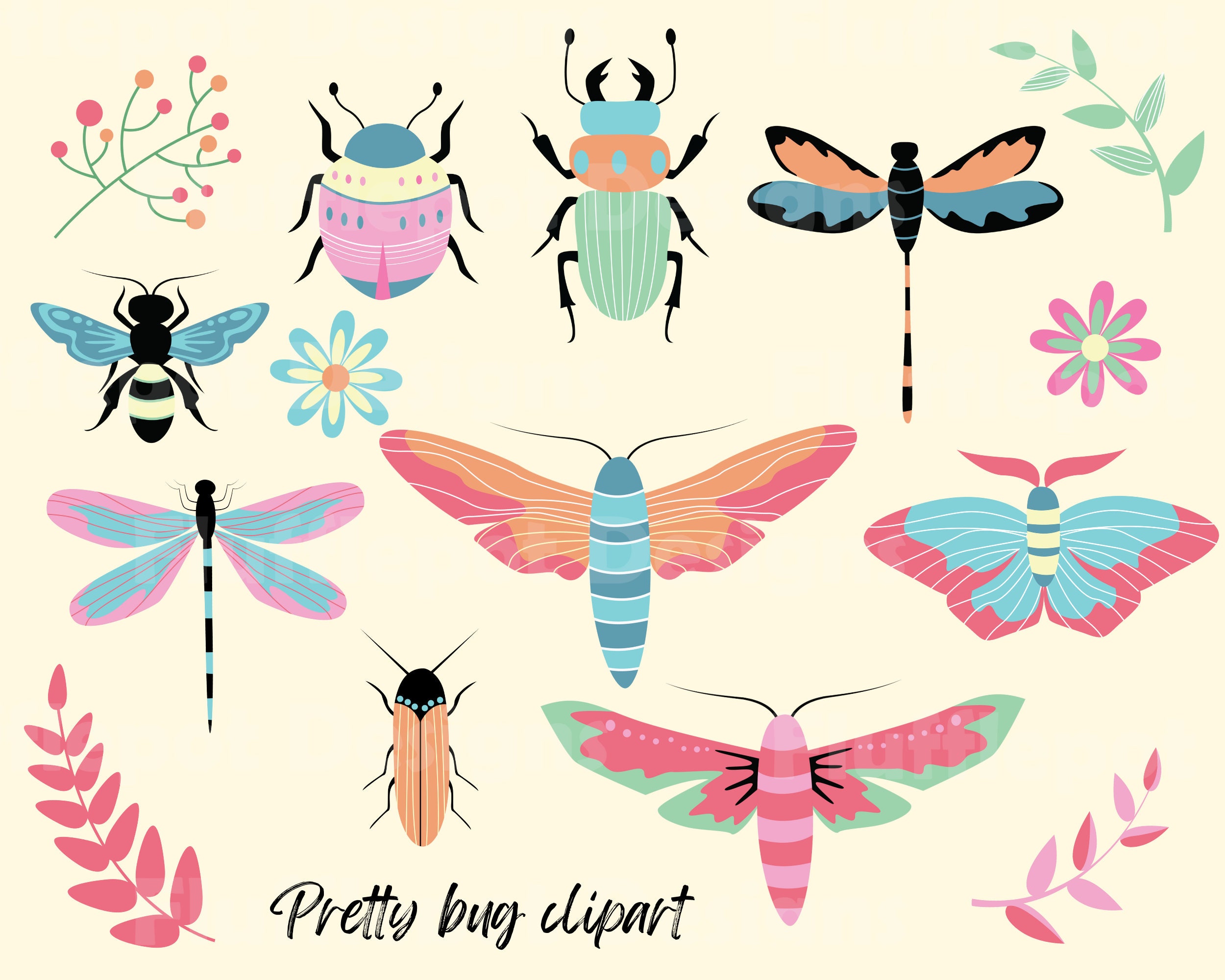 Pretty Bug Clipart, Pngs, Cute Bug Clipart, Insects Clipart, Moth, Bee ...