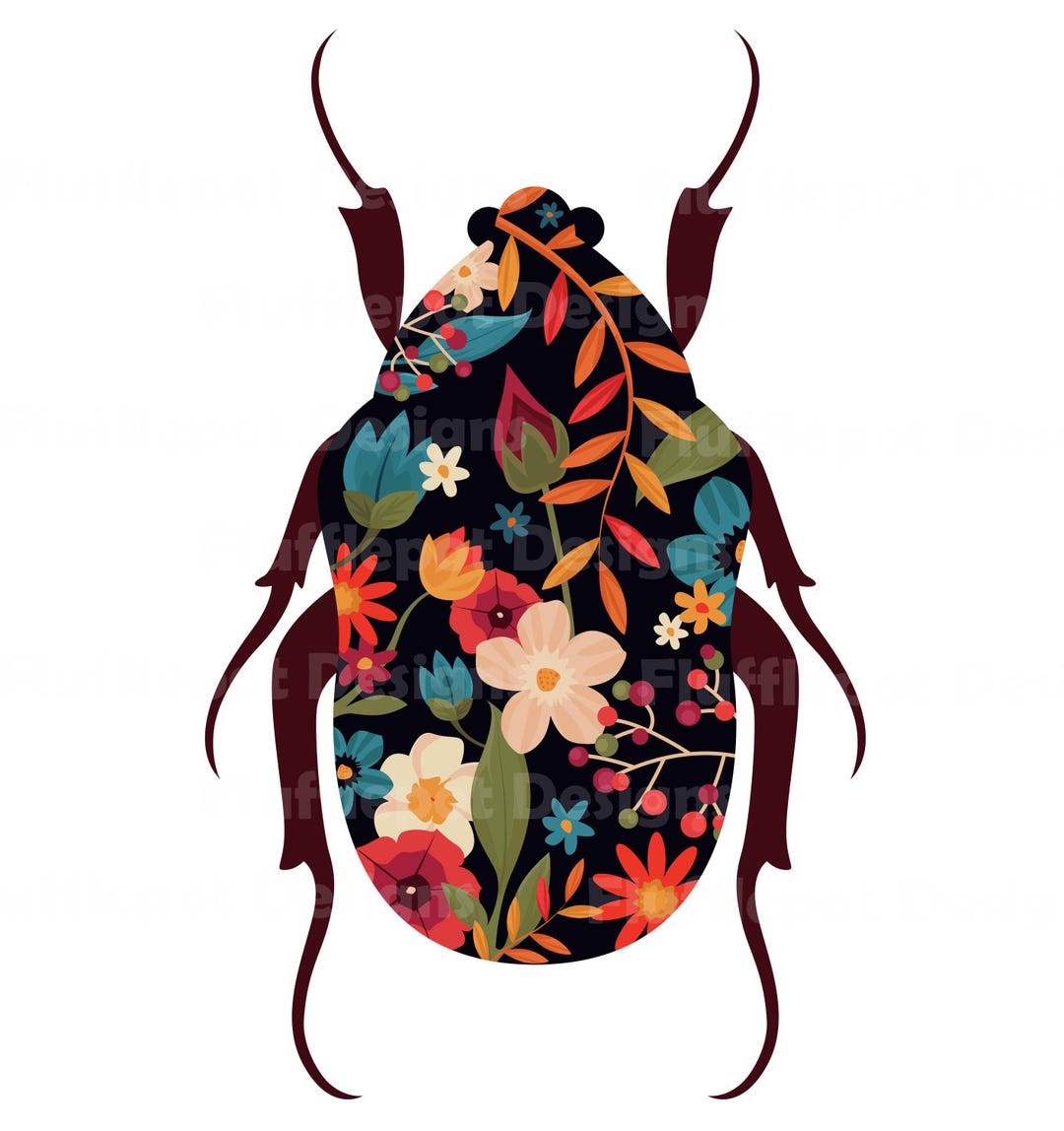 Pretty Bug Clipart, PNG, Cute Bug Clipart, Insects, Patterns, Beetle ...