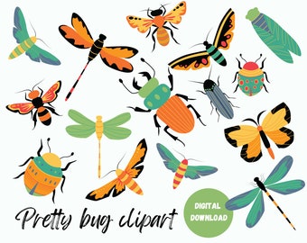 Pretty Bug Clipart, Pngs, Cute Bug Clipart, Insects Clipart, Moth, Bee ...