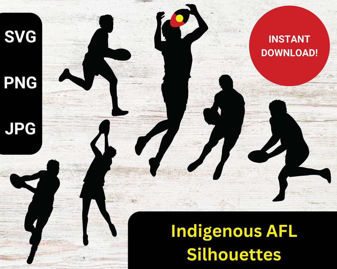 AFL Clipart, Cutting Files, Footy Silhouette Clipart, SVG, Cricut ...