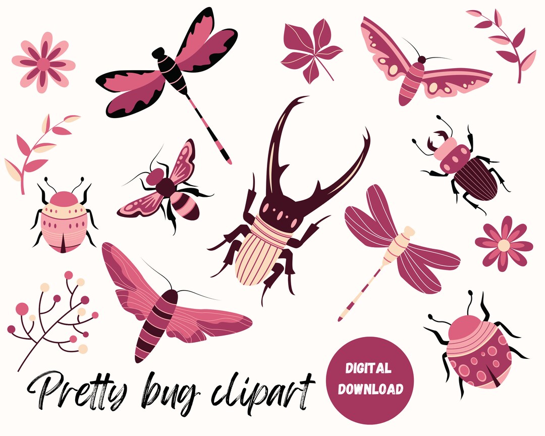 Pretty Bug Clipart Pngs, Cute Bug Clipart, Insects Clipart, Moth, Bee ...