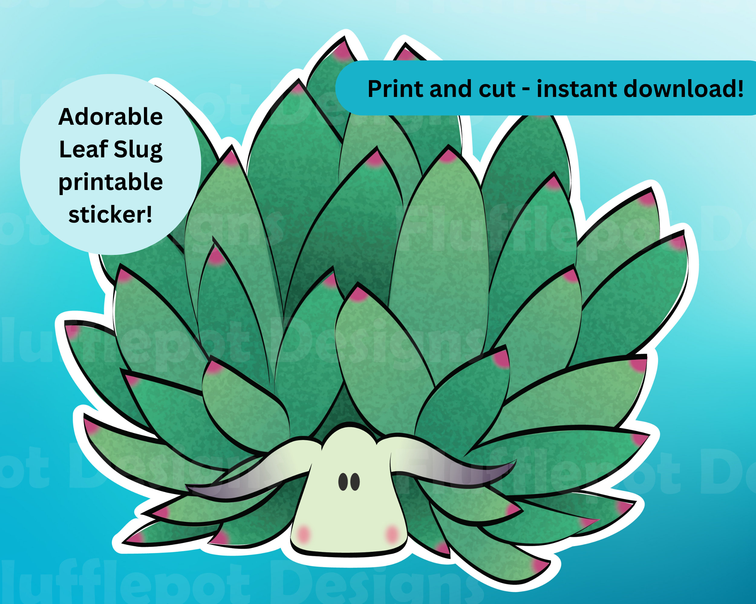 Cute Leaf Slug Printable Sticker, Instant Download, Sea Sheep, Print ...