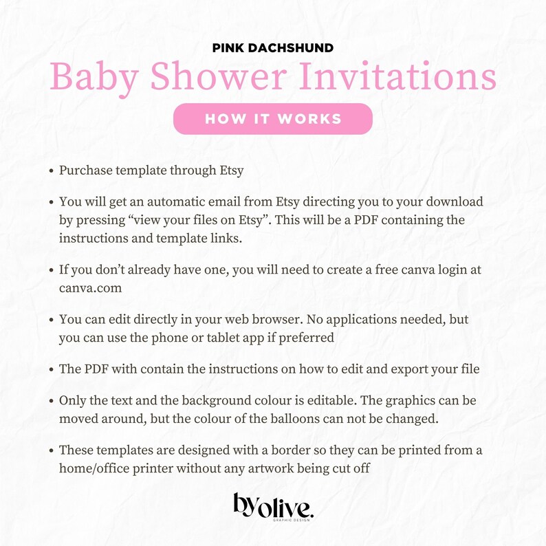 Pink Dachshund With Balloons - Digital Baby Shower Invitation ...