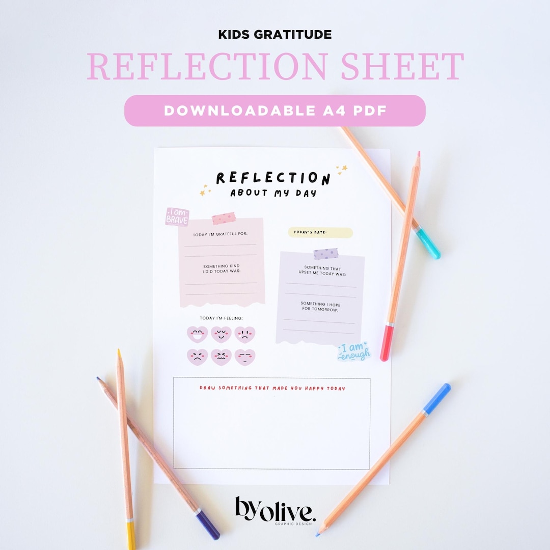 Kids Gratitude Reflection Sheet - A4 Printable Document - Etsy