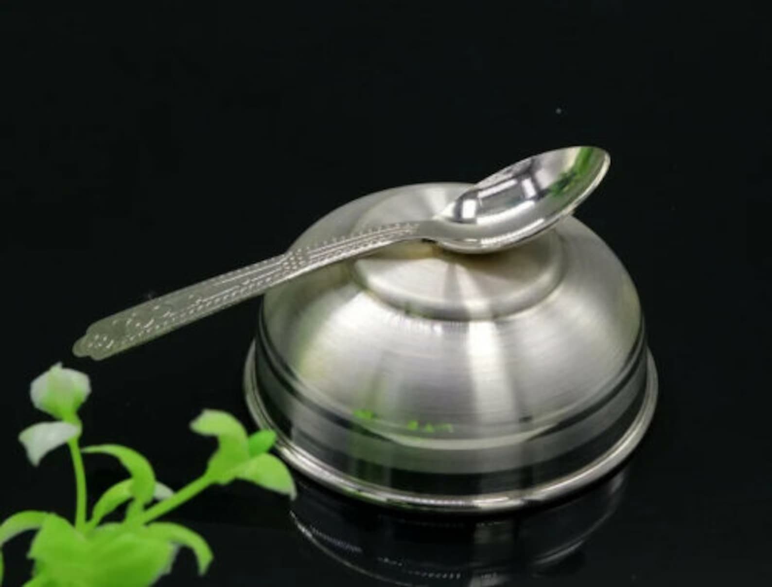 Pure Silver Bowl and Spoon Set – Elegant Baby Food Utensil or Serving ...