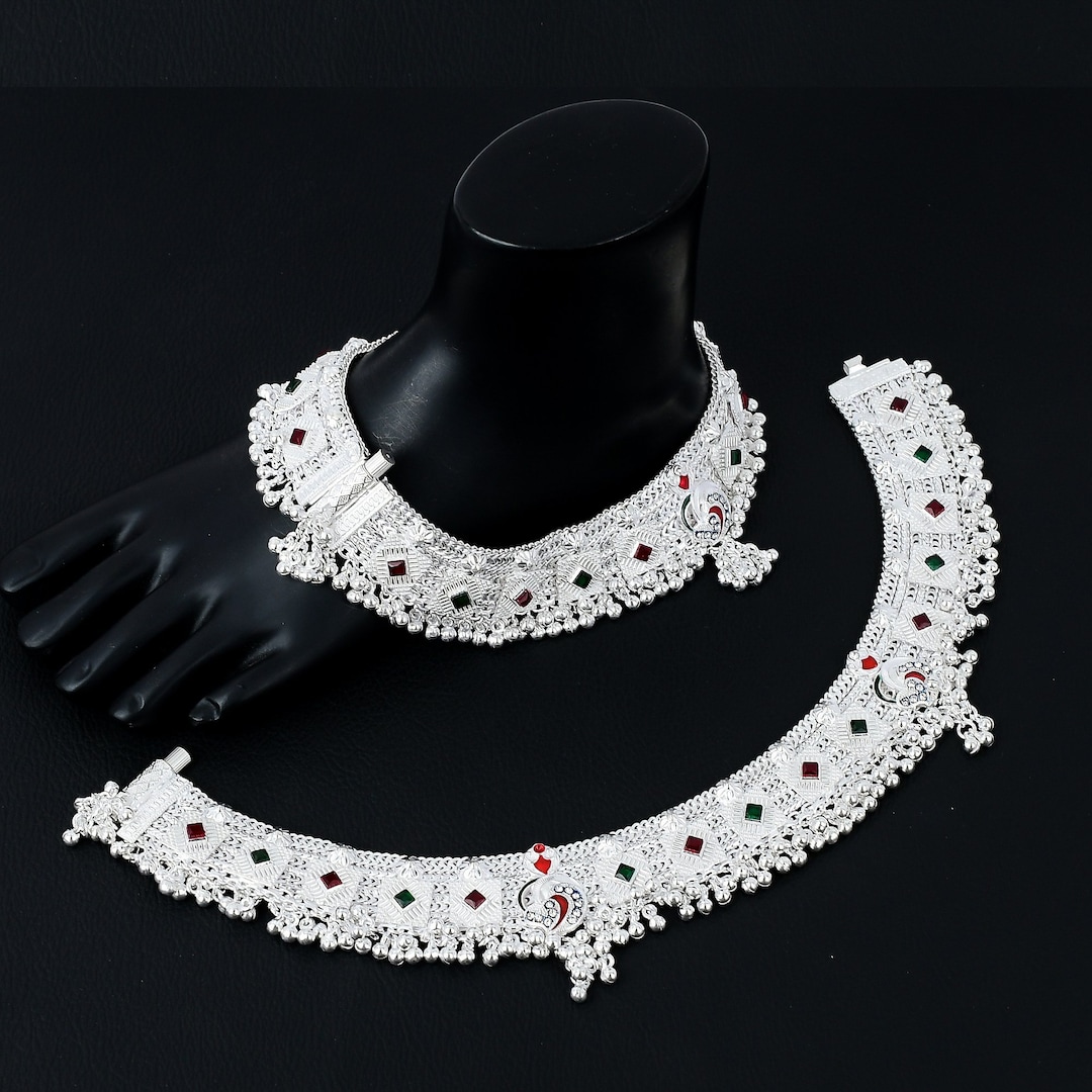 Indian Bridal Payal Pure Silver Oxidized Silver Vintage Anklet ...