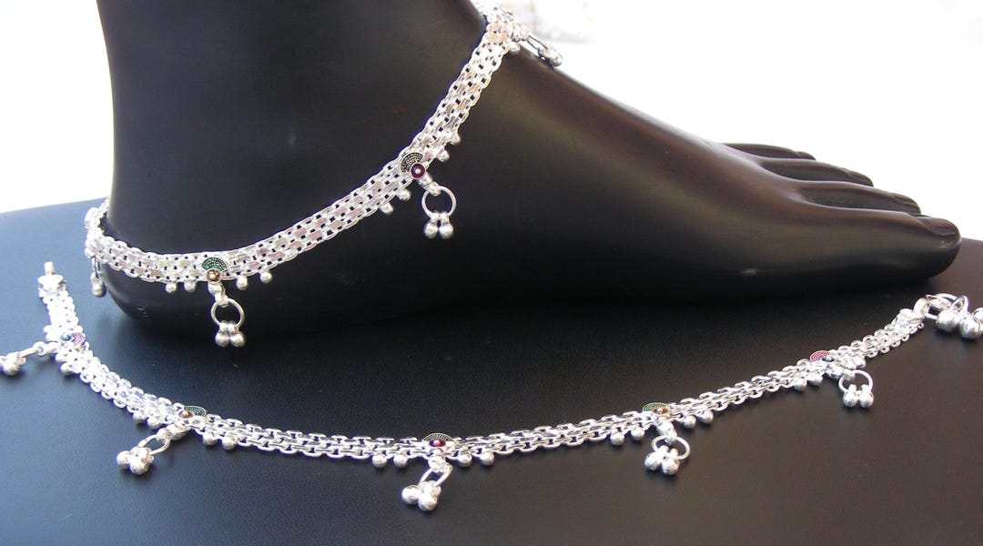 Handmade Pure Silver Indian Anklet With Bells - Etsy