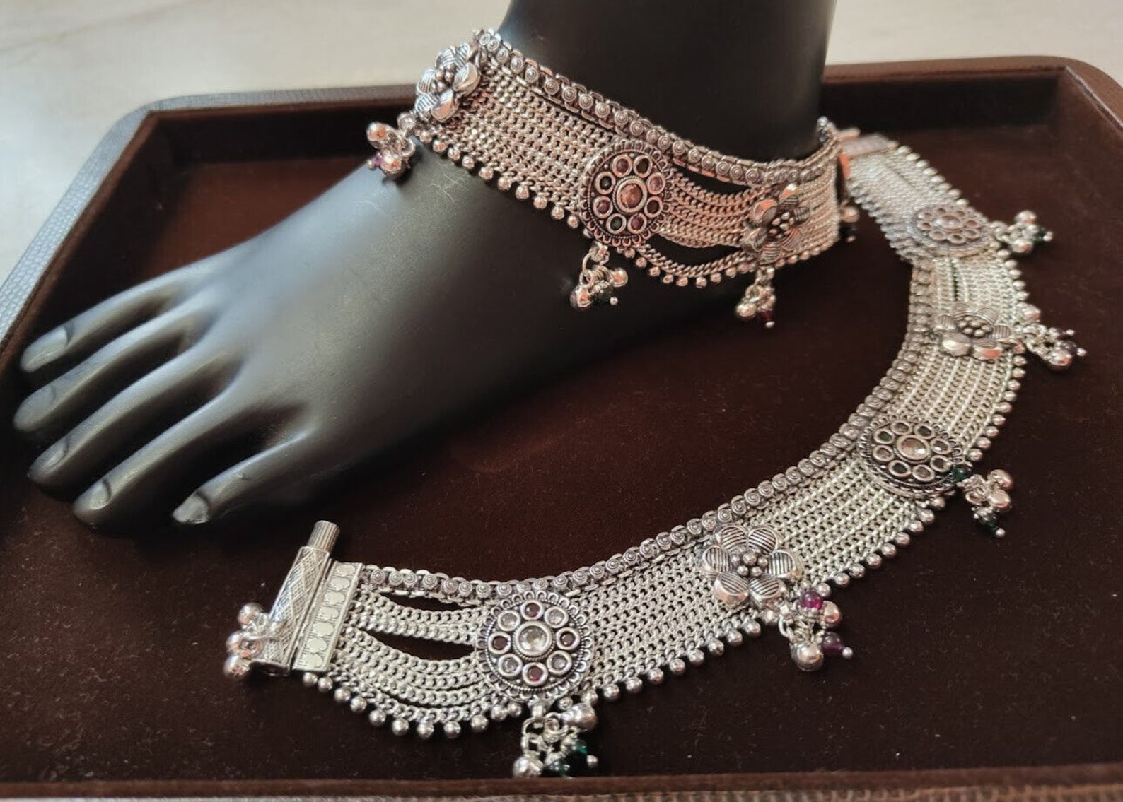 Indian Bridal Payal Pure Silver Oxidized Silver Vintage Anklet ...