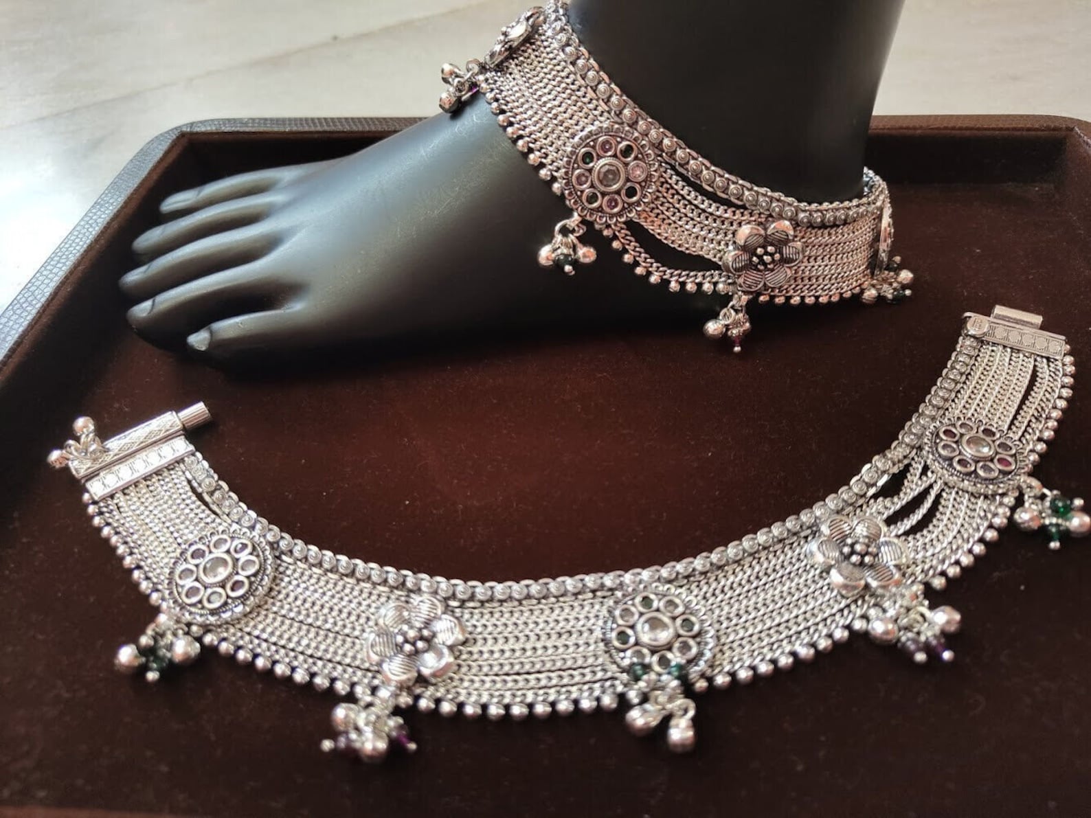 Indian Bridal Payal Pure Silver Oxidized Silver Vintage Anklet ...