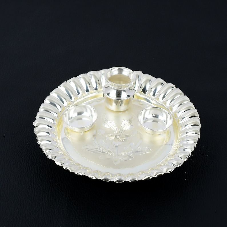 Pure Silver Pooja Set Plate ,bowl ,kalash ,silver Pooja Plate, Silver ...