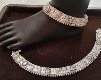 Indian Bridal Payal Pure Silver Oxidized Silver Vintage Anklet ...