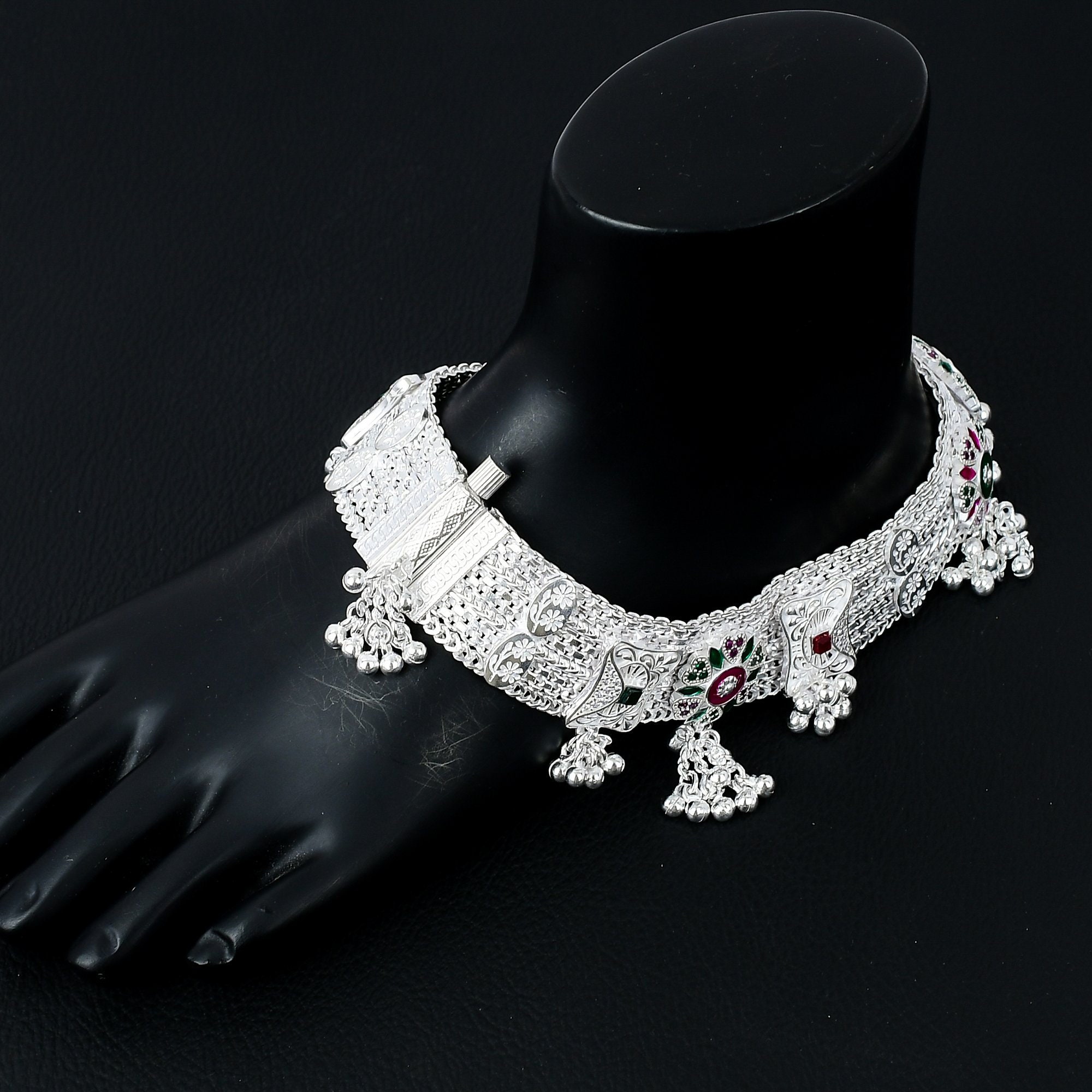 Indian Bridal Payal Unique Beautiful Pure Silver Solid Silver Anklet ...