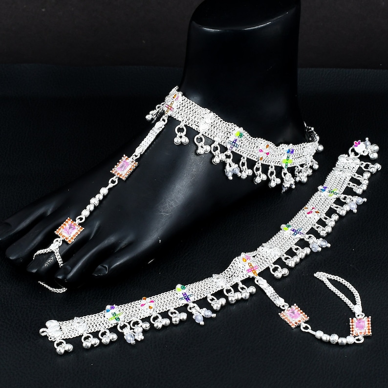 Handmade Silver Indian Bridal Anklet With Toe Ring - Etsy