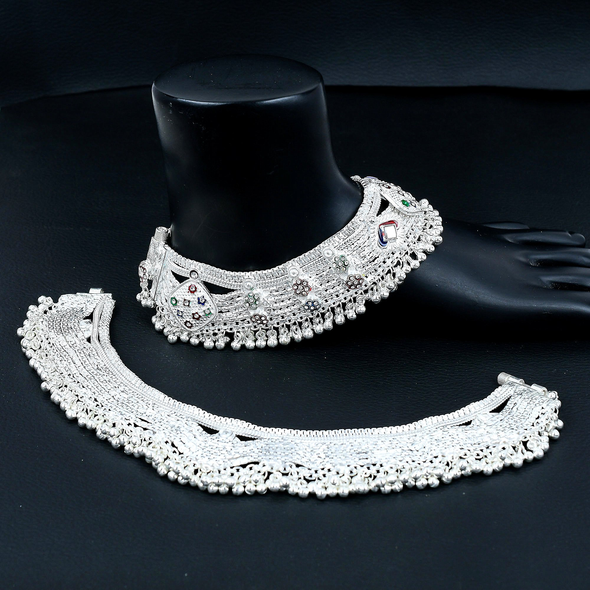 Handmade Pure Silver Indian Bridal Anklet , Pure Silver Anklet/payal ...