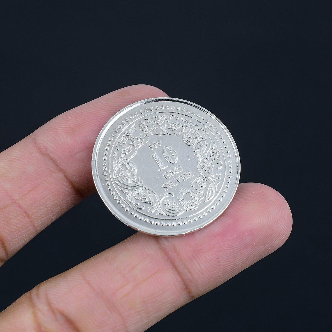 Pure Silver Round Shaped Coin of 10 Gram - Etsy