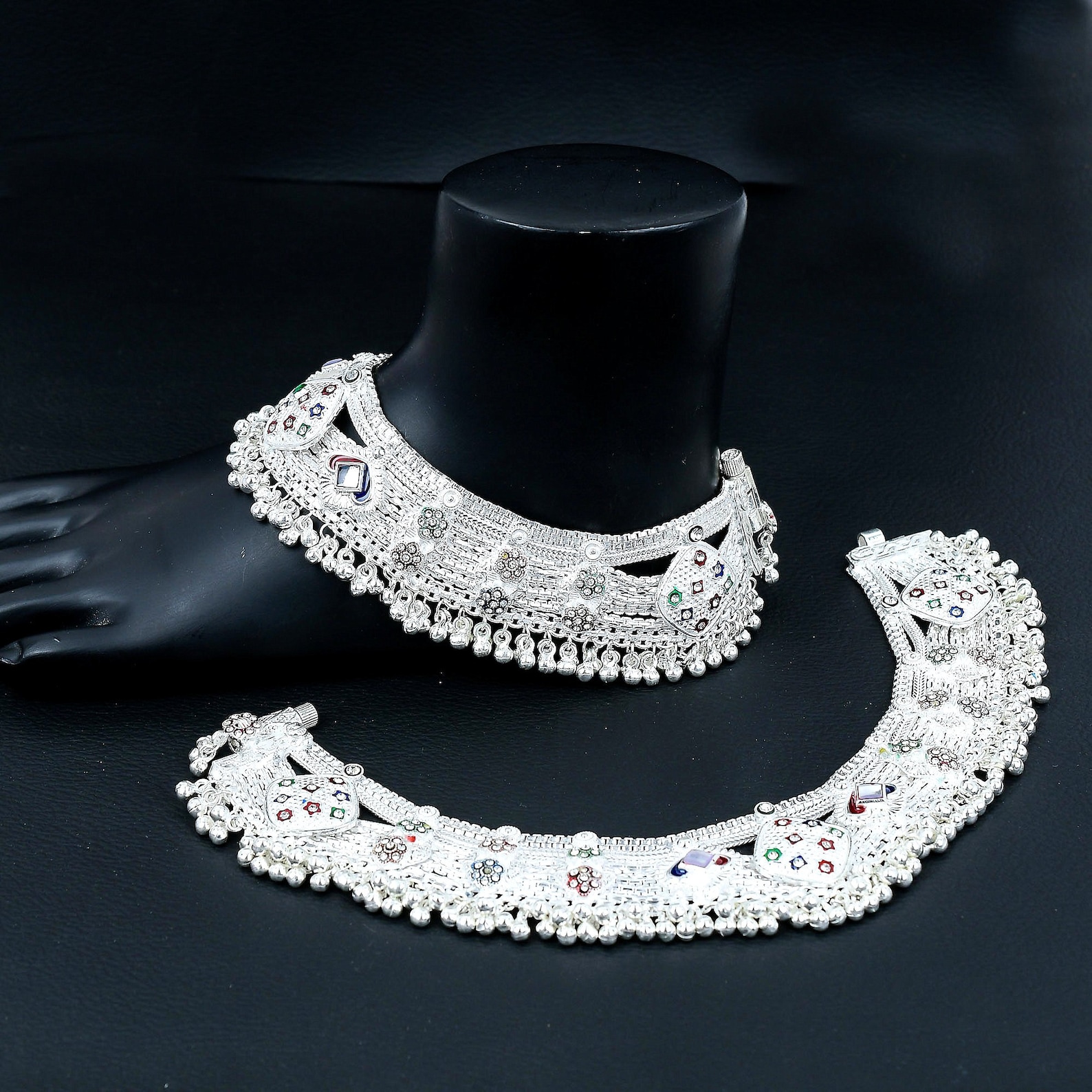 Handmade Pure Silver Indian Bridal Anklet , Pure Silver Anklet/payal ...