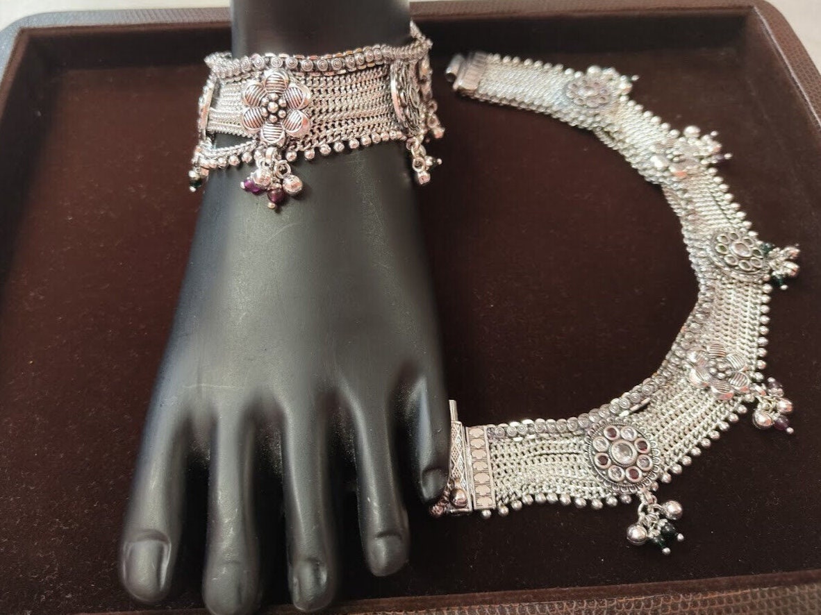 Indian Bridal Payal Pure Silver Oxidized Silver Vintage Anklet ...