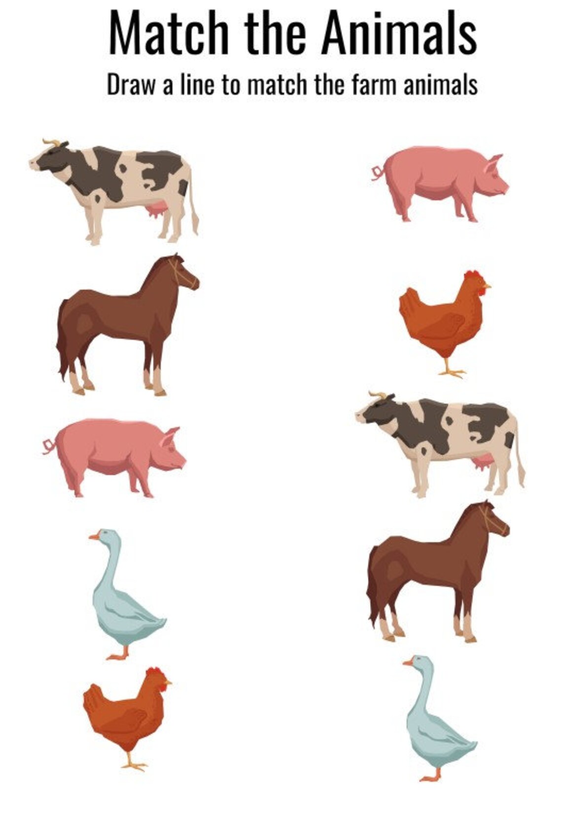 Match the Farm Animals - Etsy