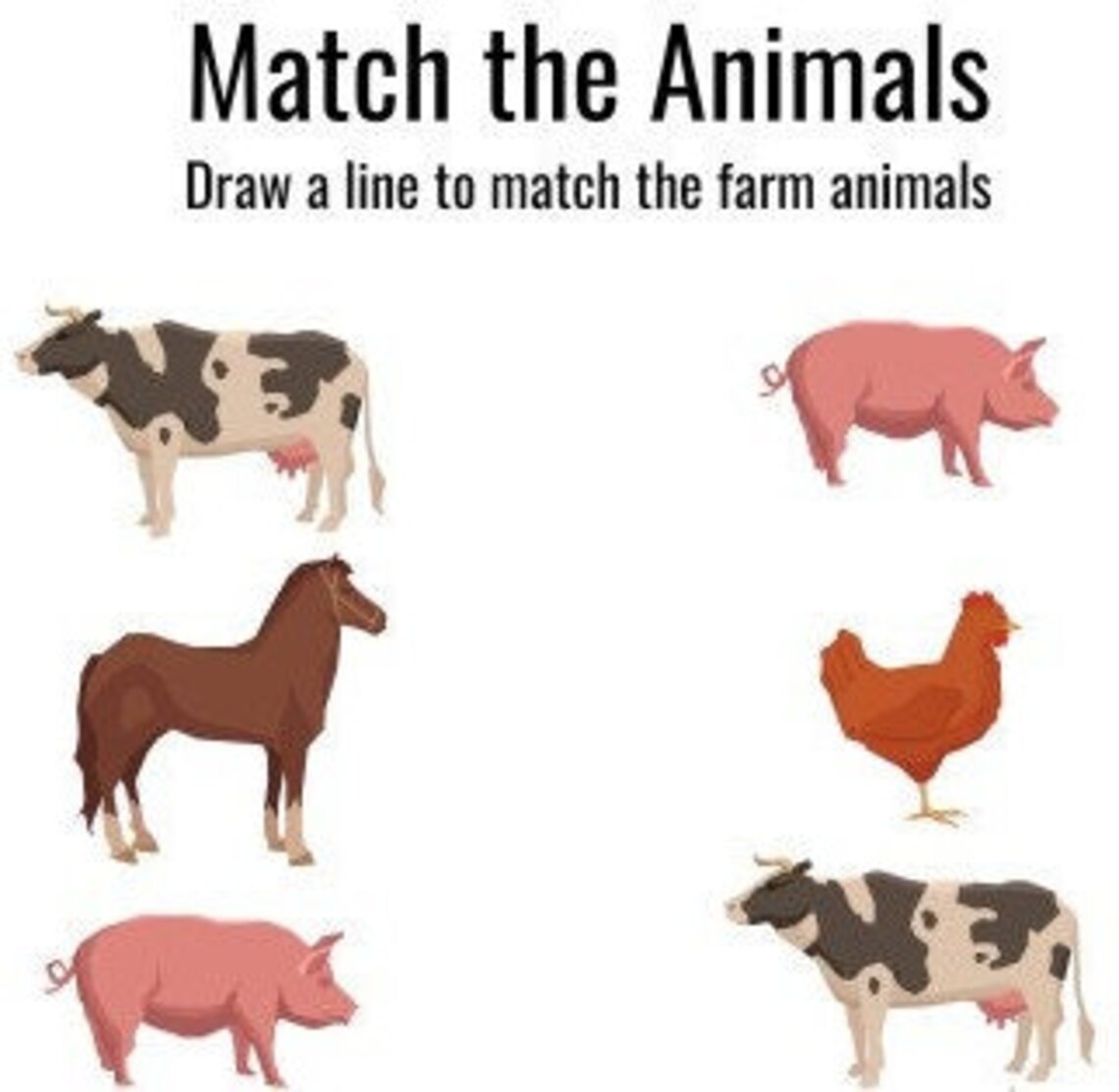 Match the Farm Animals - Etsy