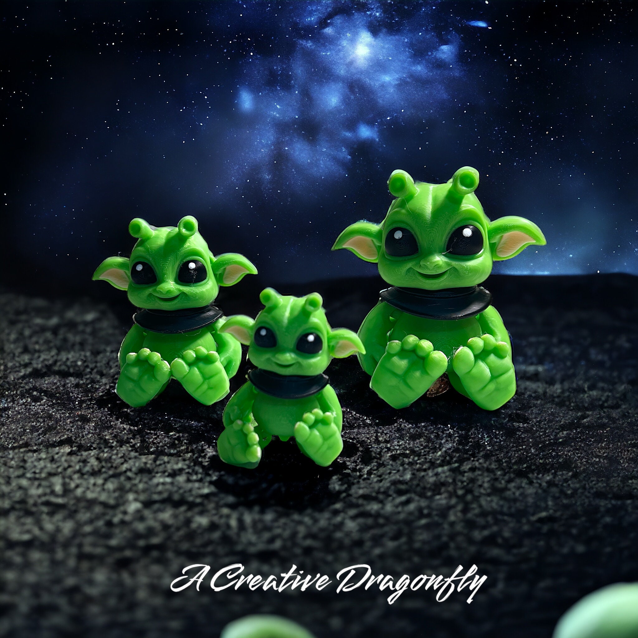 Cute Alien , 3D Printed Poseable Fidget Toy, Green Alien Invasion, Sci ...