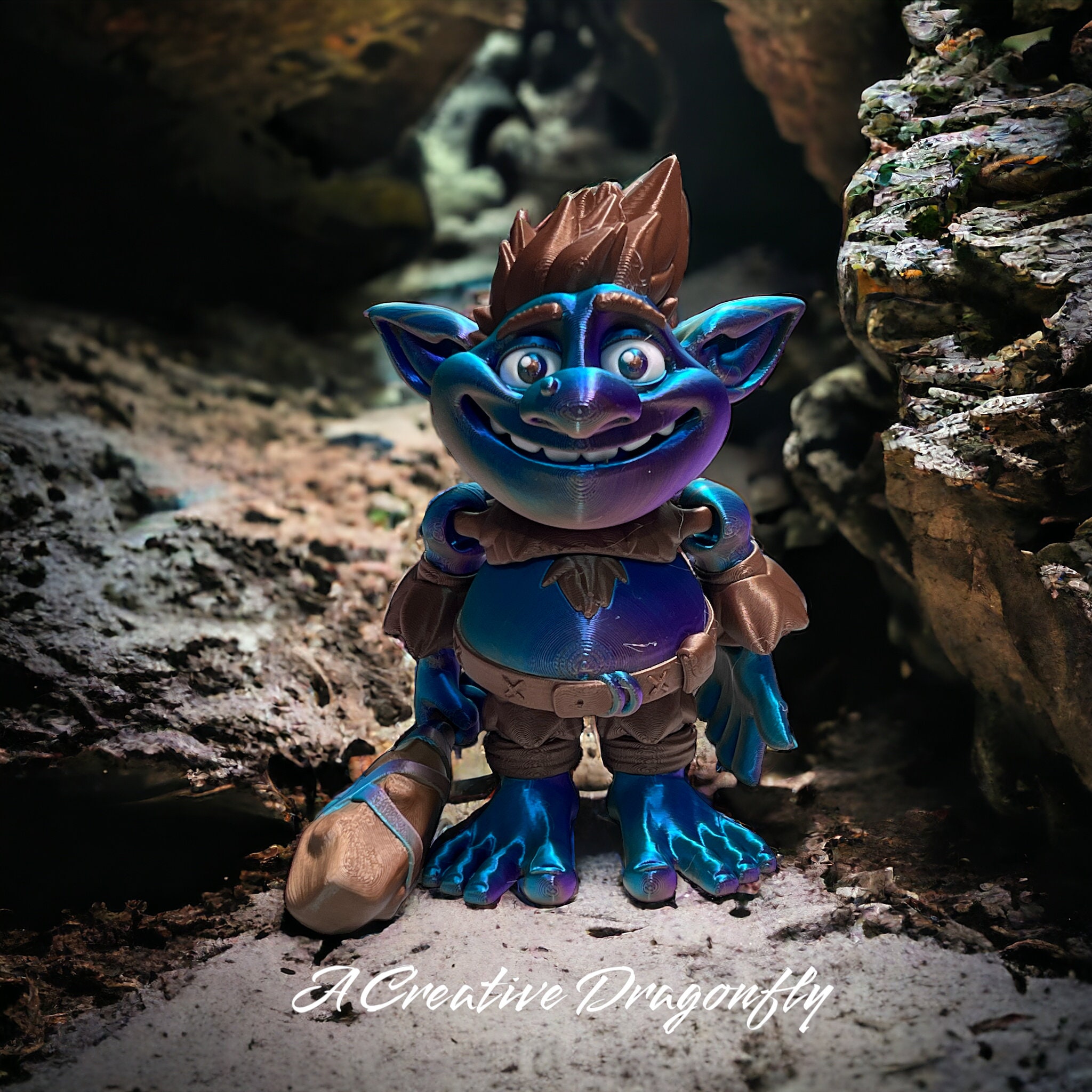 Articulated Troll With Club, 3D Printed Poseable Fidget Toy, Anxiety ...