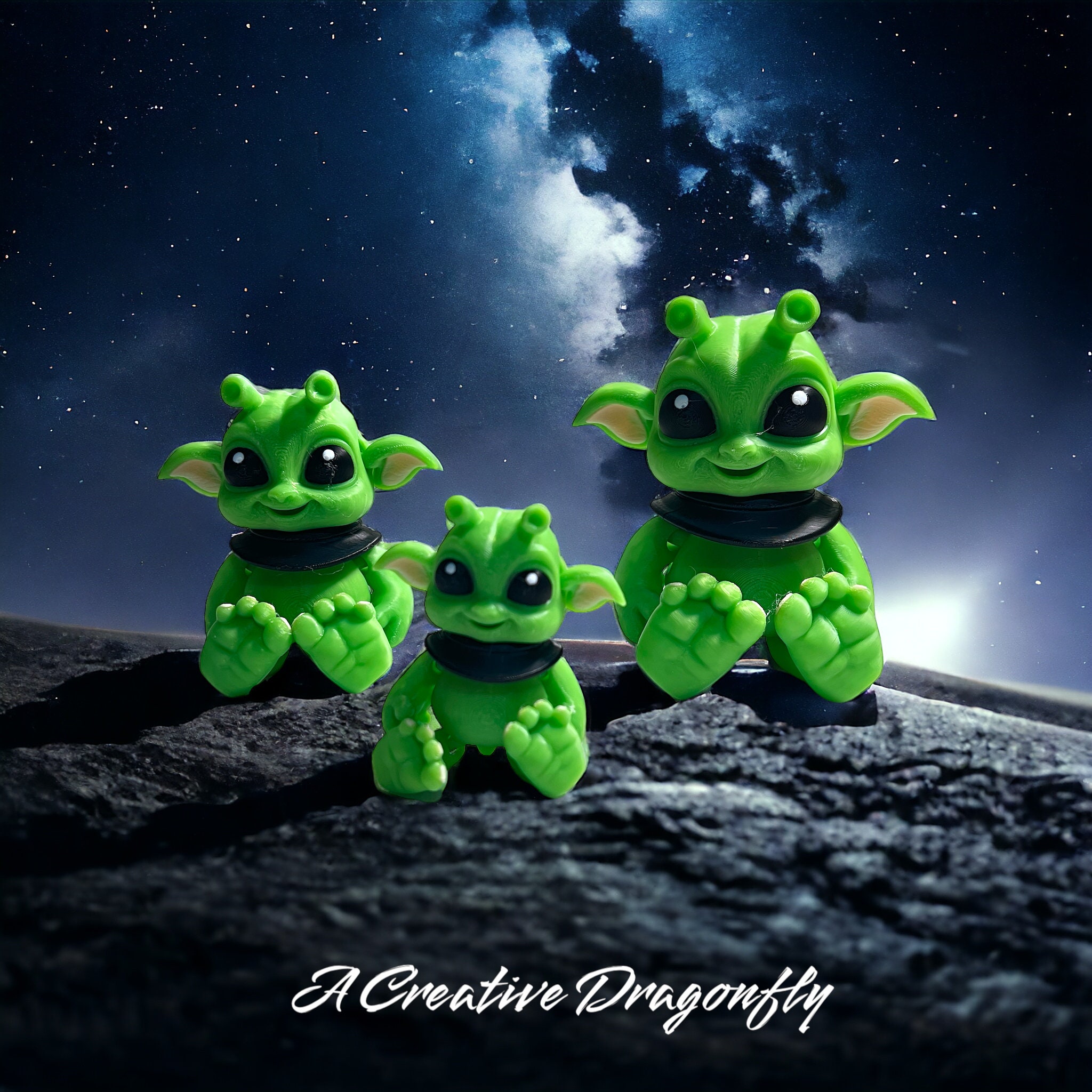 Cute Alien , 3D Printed Poseable Fidget Toy, Green Alien Invasion, Sci ...