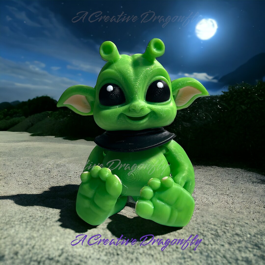 Cute Alien , 3D Printed Poseable Fidget Toy, Green Alien Invasion, Sci ...