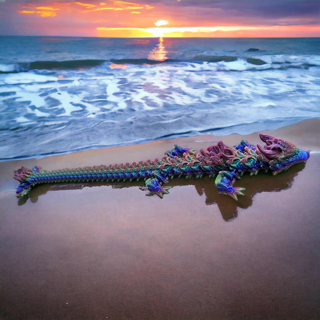 Lunar Moon Dragon Articulated Fidget Toy, 27" Long, 3D Printed ...