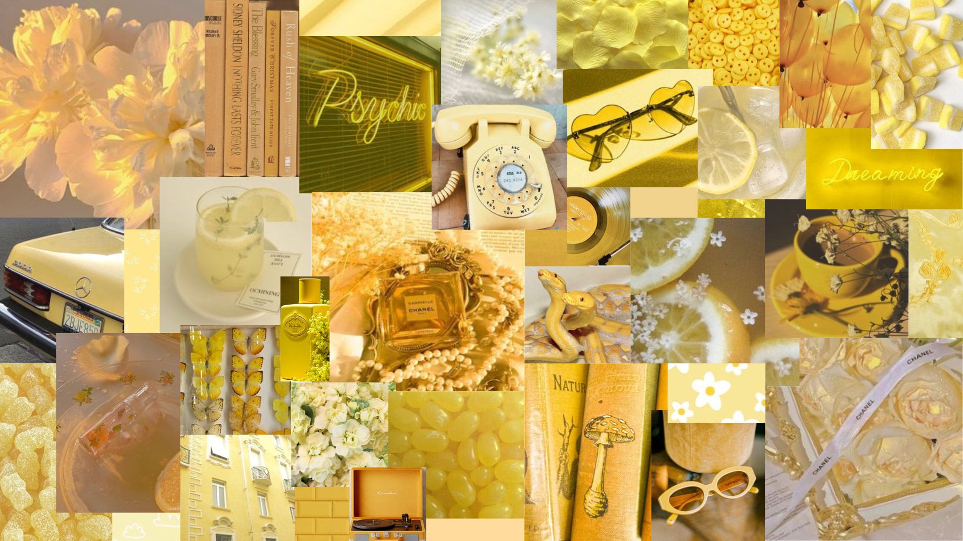 Aesthetic Pinterest Cute Pastel Yellow Desktop Wallpaper Themed ...