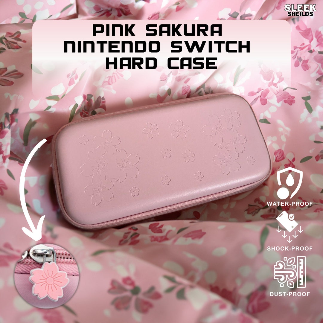 Pink Sakura Flower Skin Shell Carry Bag Switch OLED PU Waterproof ...