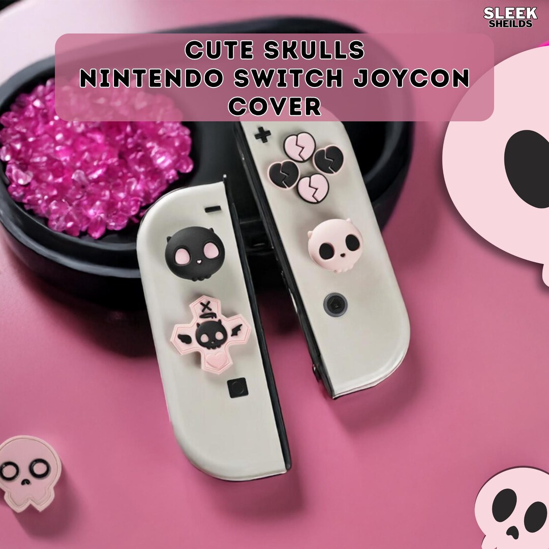 Cute Cat Skulls Set, Thumb Stick Grip Caps, Joy-con Controller Case, Joystick Cover for Switch ...