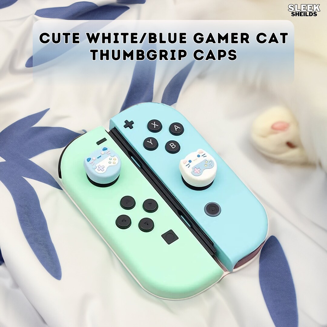 Cute Gamer Cat Silicone Soft Thumb Stick Grip Cap, Joy-con Controller ...