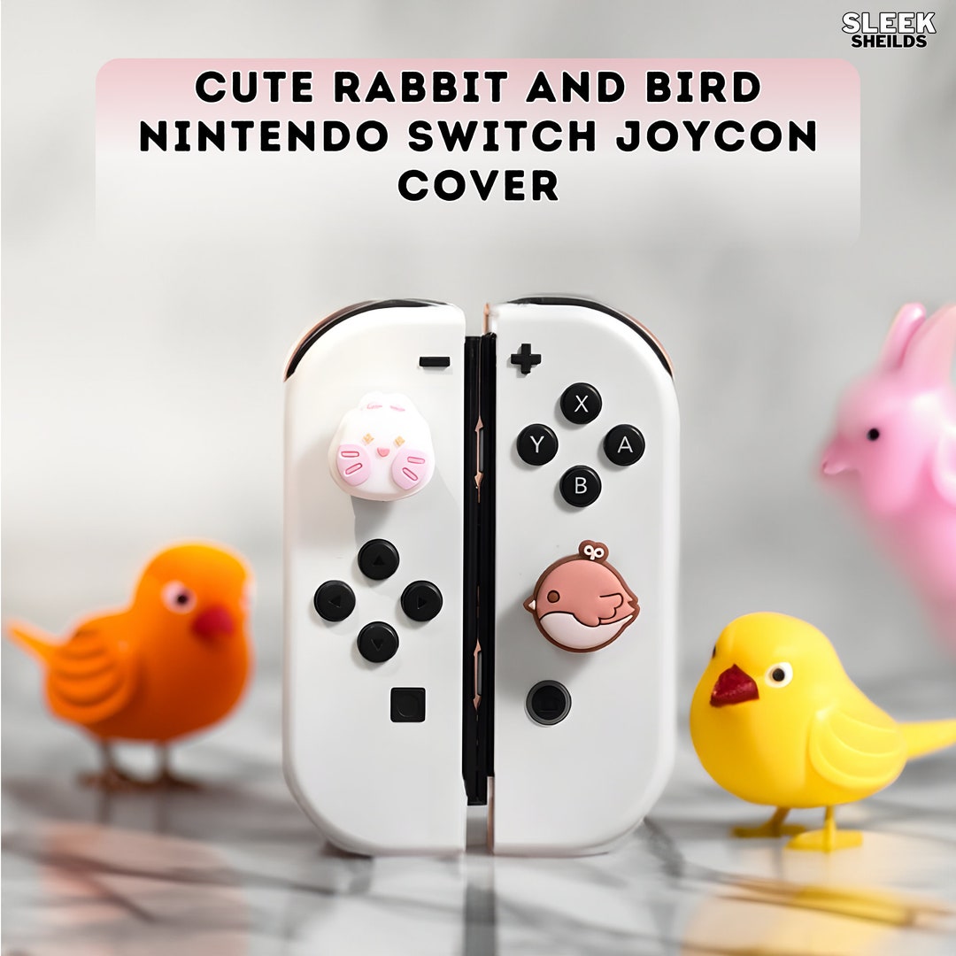 Cute Rabbit Bird Joystick Thumb Stick Grip Cap Cover For Nintendo