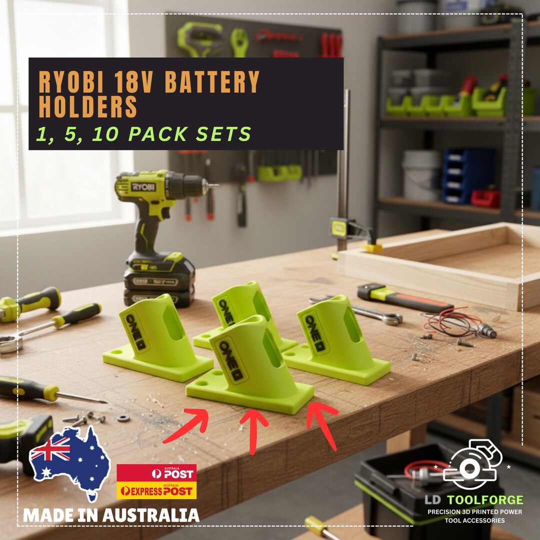 5x Ryobi One+ 18V Battery Holder | Wall Mount Tool Organizer | Ryobi ...