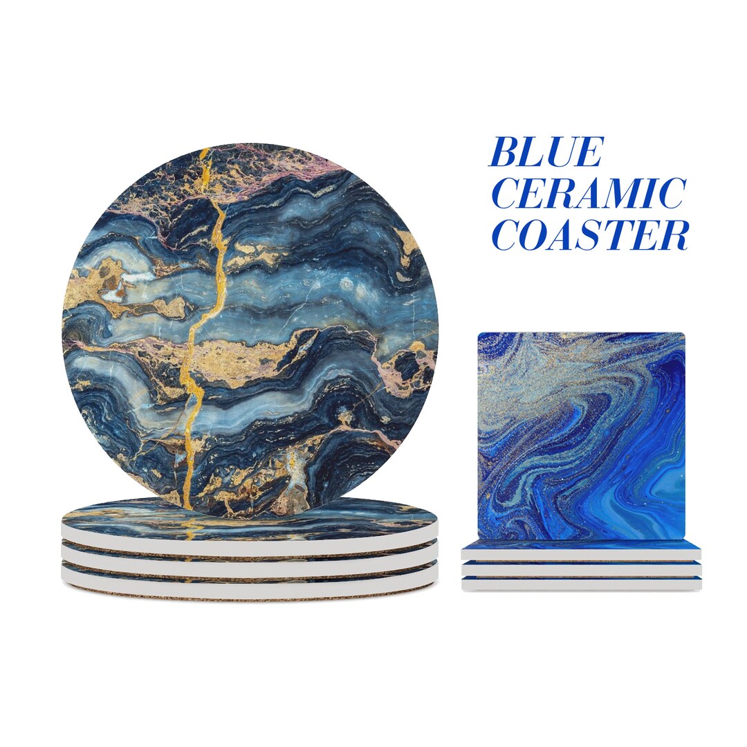 Blue Marble Pattern Ceramic Coasters Simple Coasters - Etsy