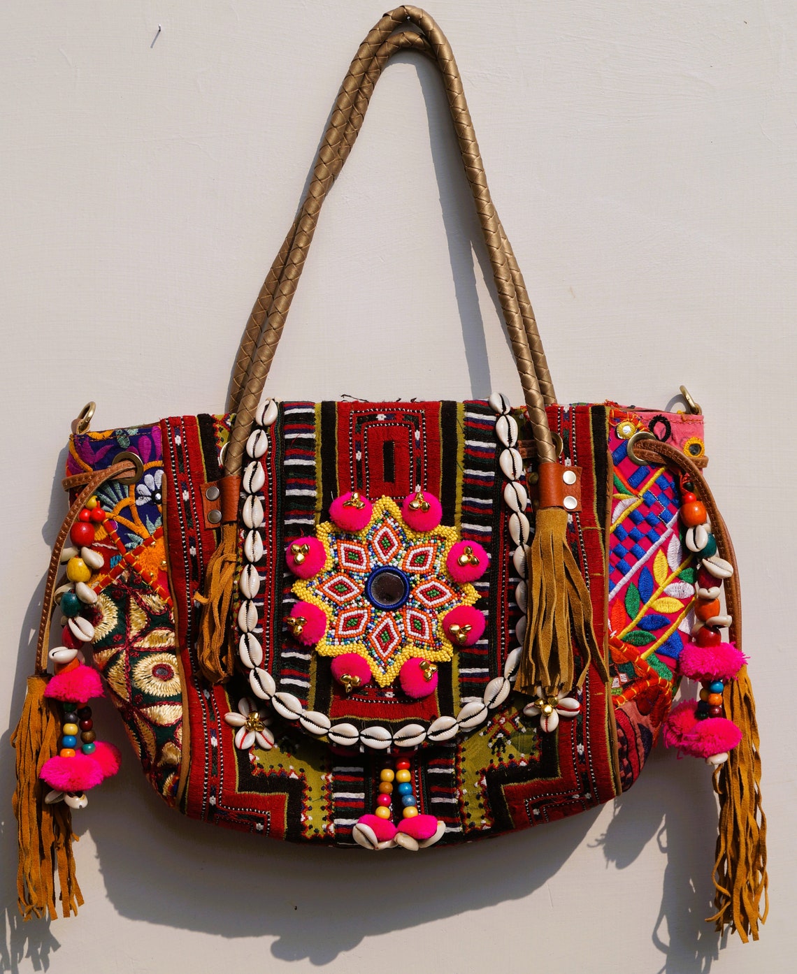 Boho Banjara Embroidery Patch Work Handbag, Indian Banjara Tote Bag ...